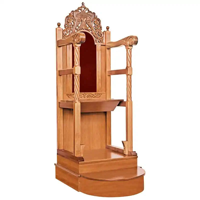 Orthodox Bishop’s Throne – Hand-Carved Ash Wood with Velvet or Icon Ba ...
