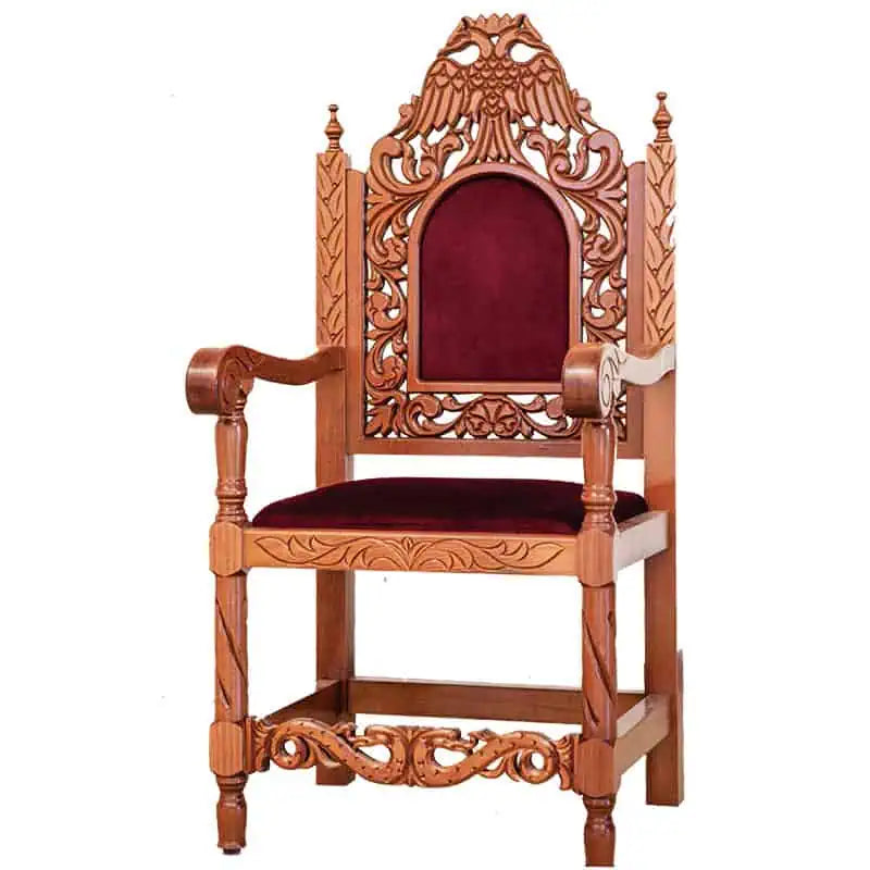Orthodox Bishop’s Chair – Hand-Carved Wood with Icon — Blessed Celebration