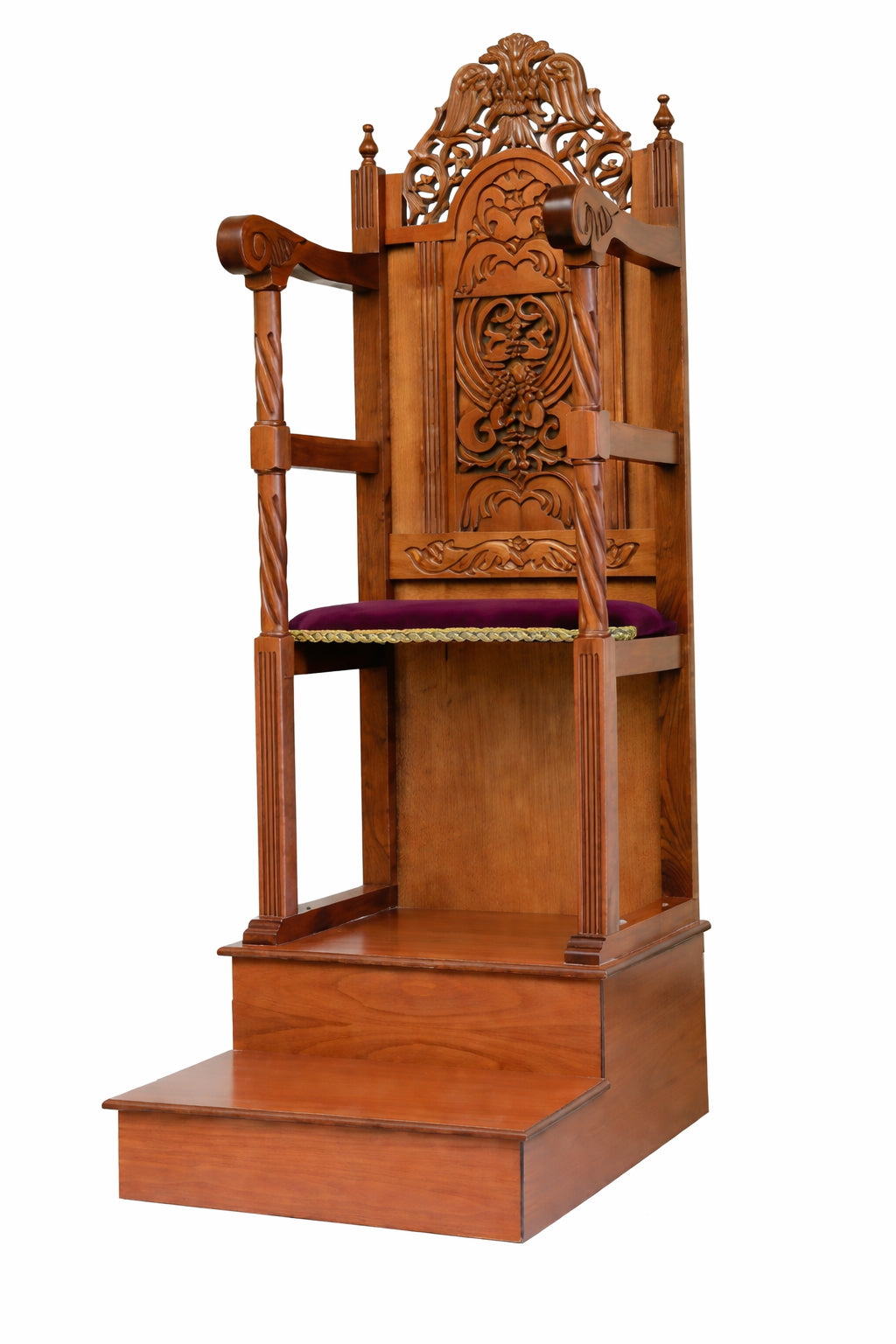 Orthodox Bishop’s Throne – Hand-Carved with Open Sides and Cross (Styl ...
