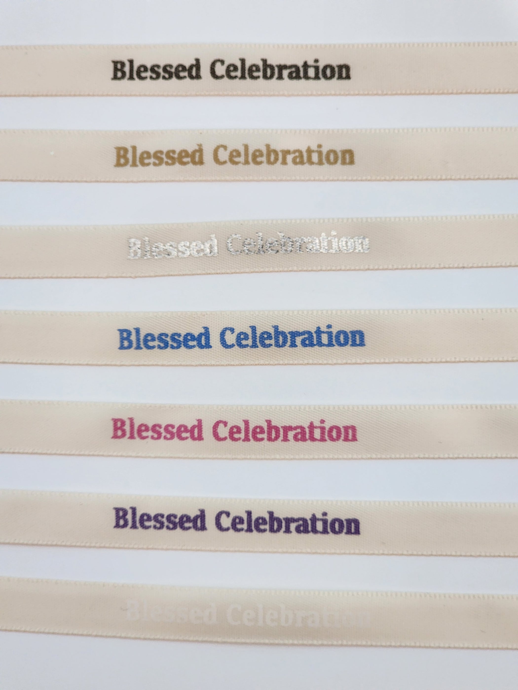 Personalized ribbon for martyrika or bomboniera — Blessed Celebration