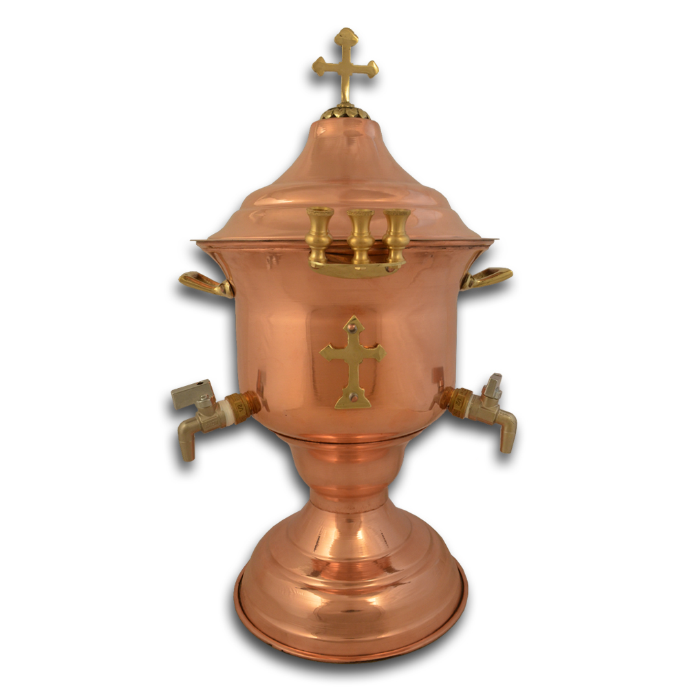 Holy Water Font with Lid and Metal Cross - Copper - Double Faucet (All ...